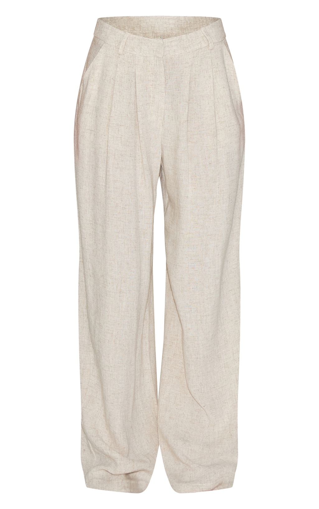 Natural Linen Look Floaty Tailored Trousers | Bottoms | PLT