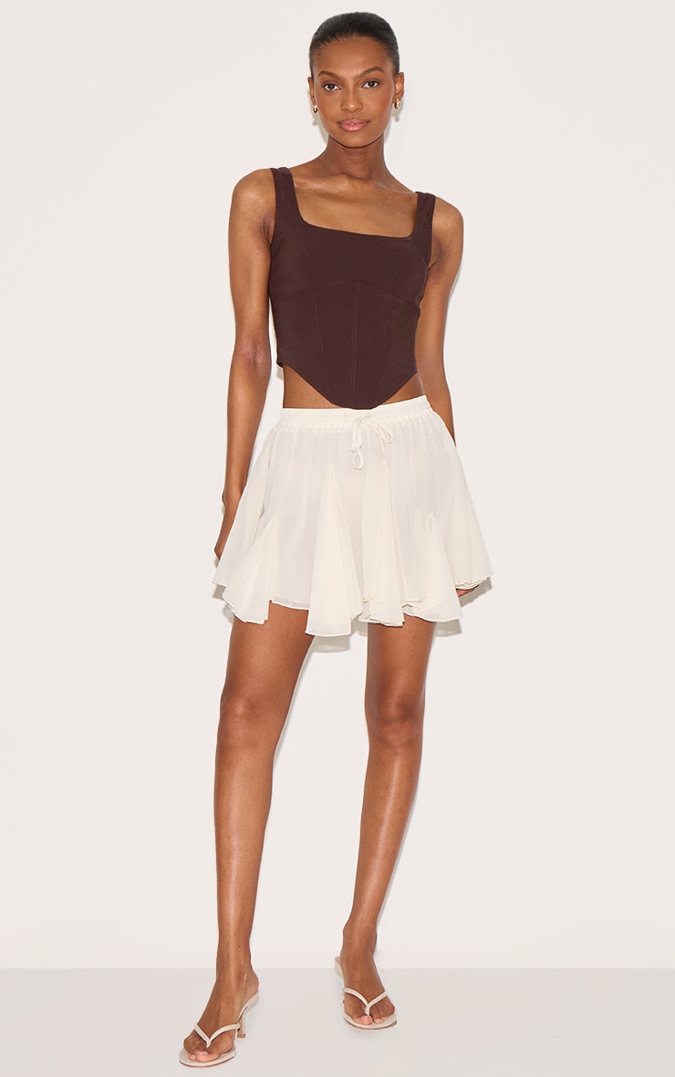 Almond Chiffon Godet Floaty Mini Skirt | Bottoms | PLT