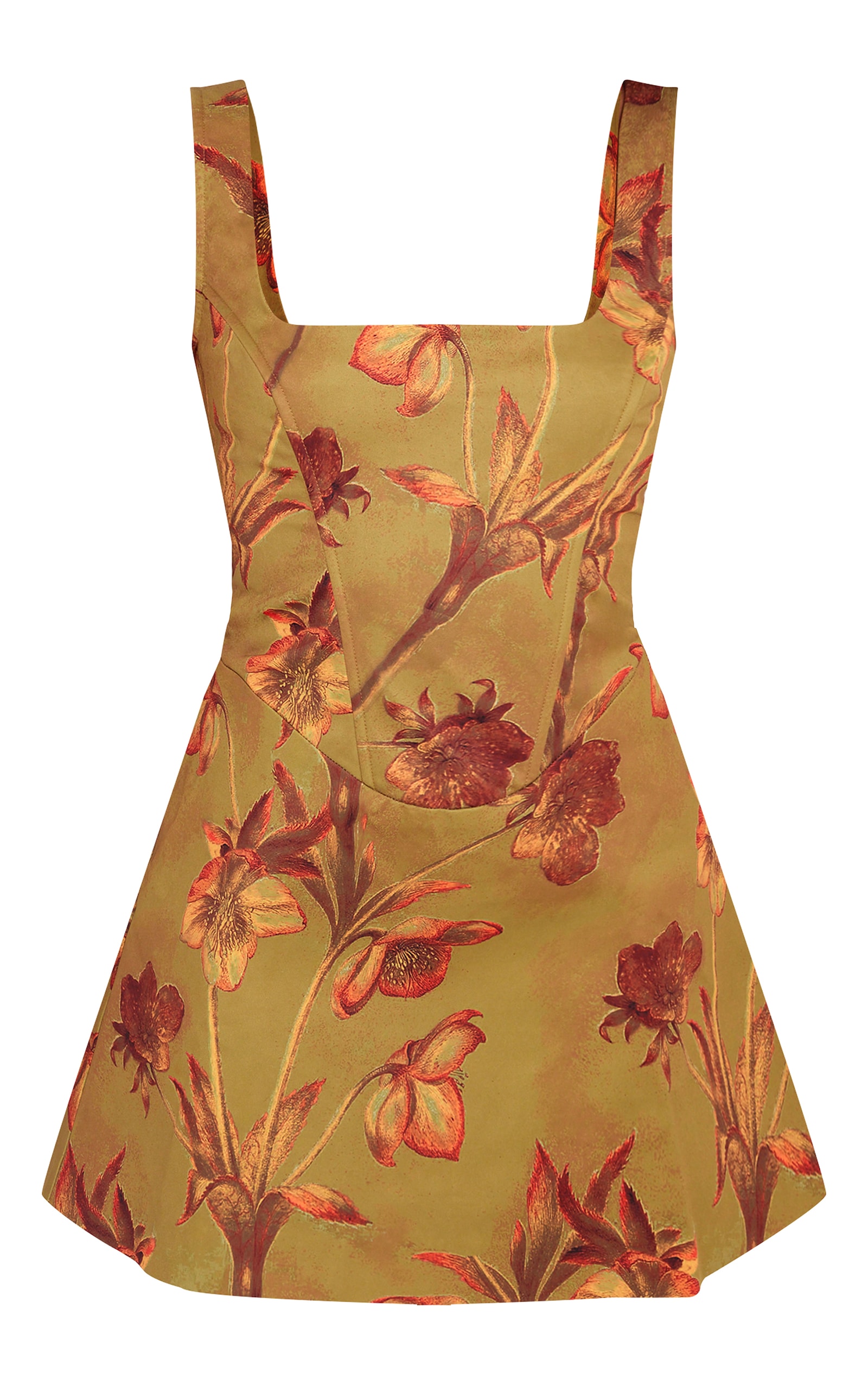 Green Floral Corset A Line Shift Dress | Dresses | PrettyLittleThing USA