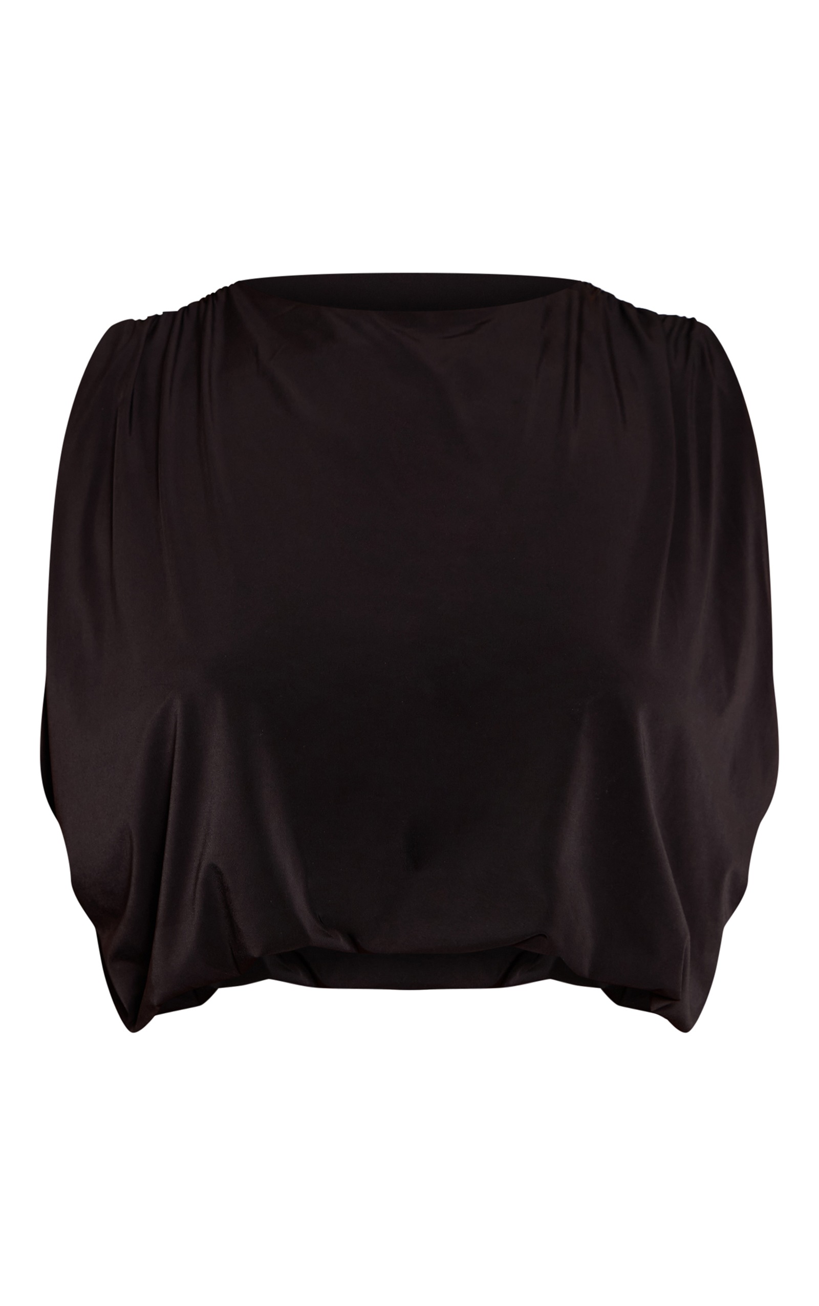 Black Double Layer Slinky Drape Ruched Cape Top | Co-ords ...