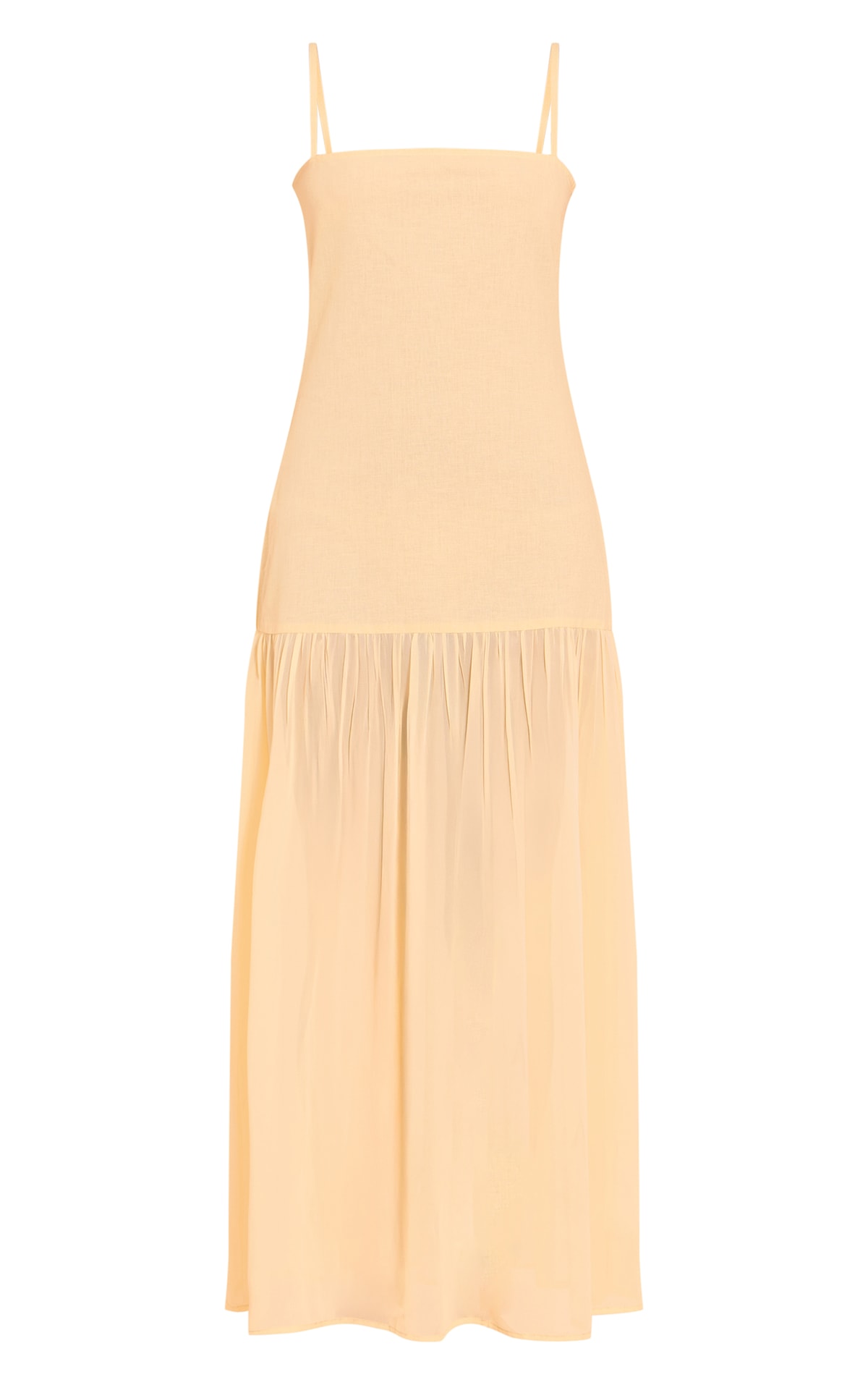 Lemon Linen Look Strappy Dropped Waist Maxi Dress | Dresses | PLT