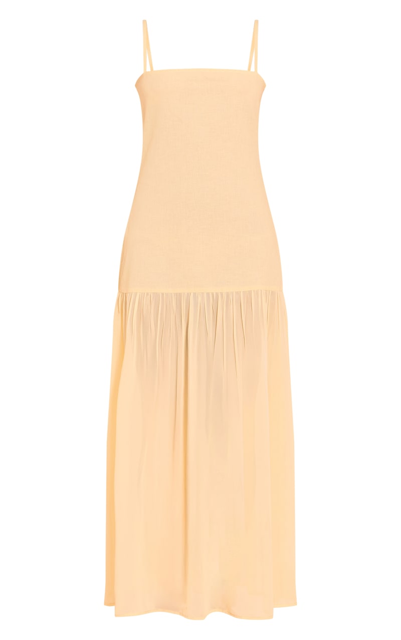 Lemon Linen Look Strappy Dropped Waist Maxi Dress | Dresses | PLT