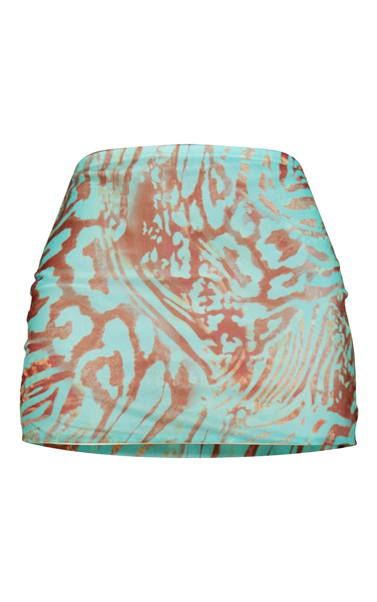 Blue Leopard Print Mesh Micro Mini Skirt | Co-ords | PrettyLittleThing USA