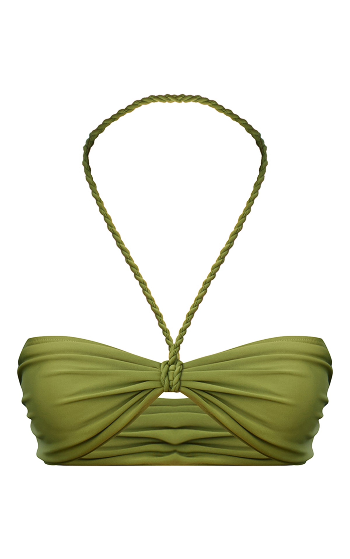 Olive Twist Halter Strap Bandeau Bikini Top | Swimwear ...