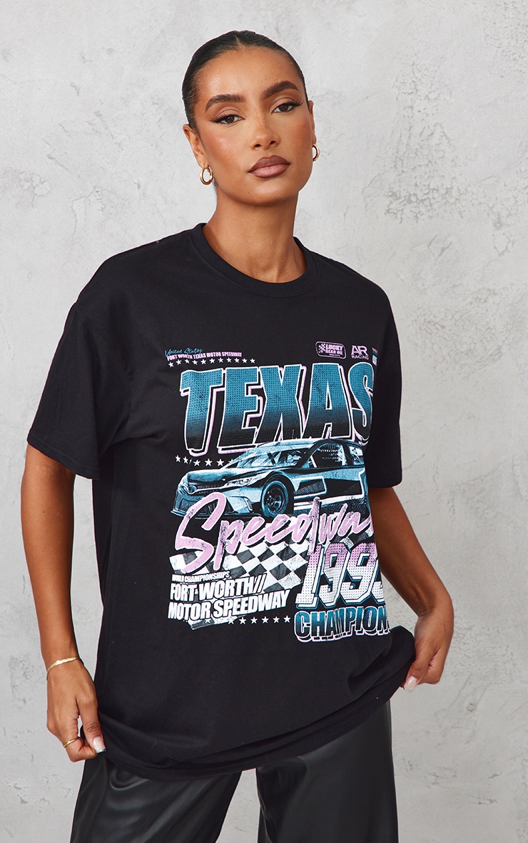 Black Texas Car Speedway Oversized Tshirt | PrettyLittleThing