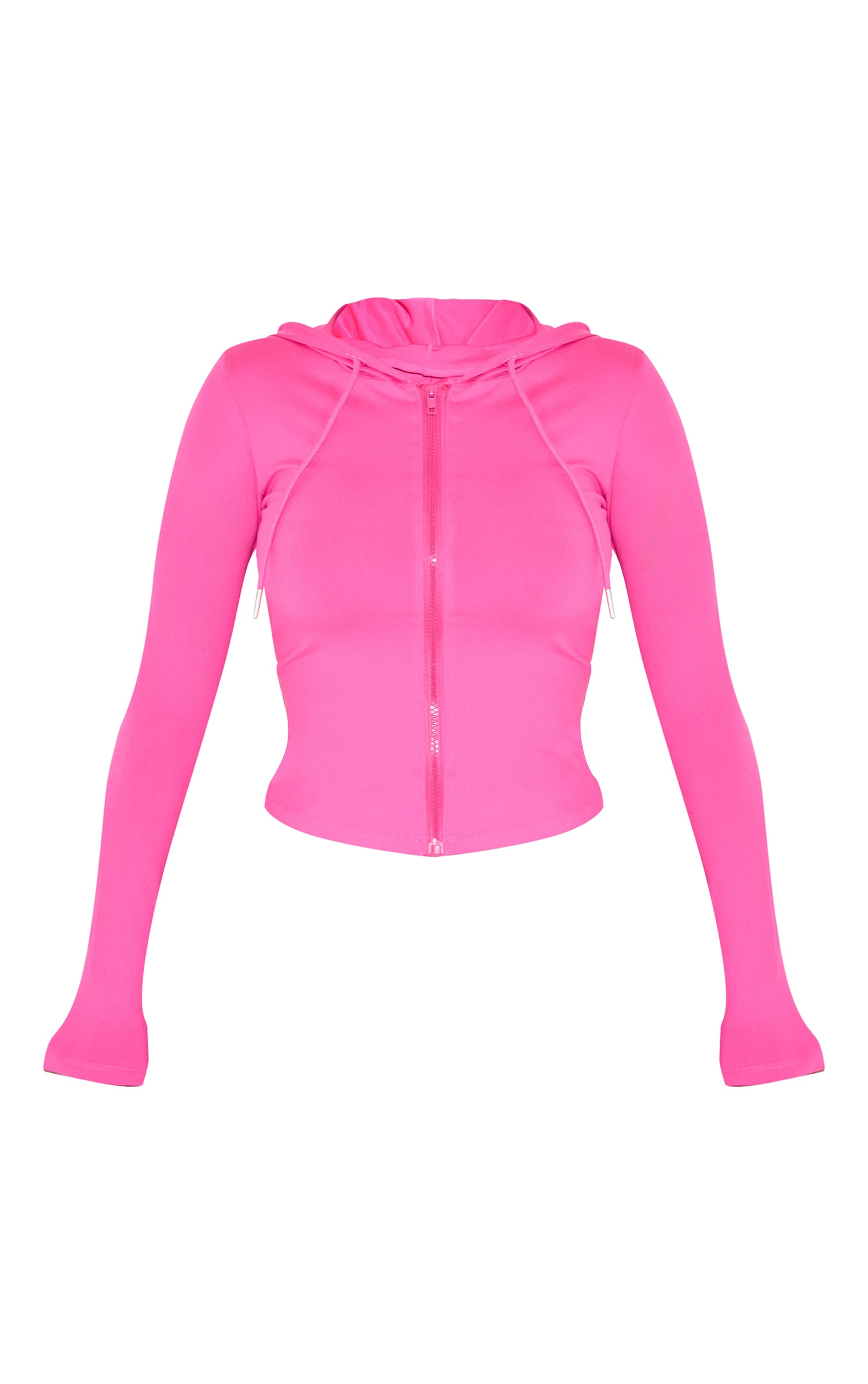 Shape Hot Pink Sculpted Zip Through Hoodie | Shape | PrettyLittleThing USA