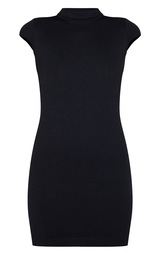 Black Structured Contour Rib Bodycon Dress | Dresses | PLT