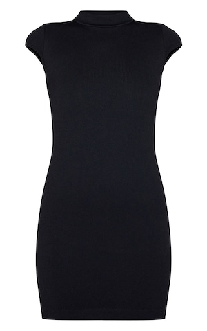 Black Structured Contour Rib Bodycon Dress | Dresses | PLT