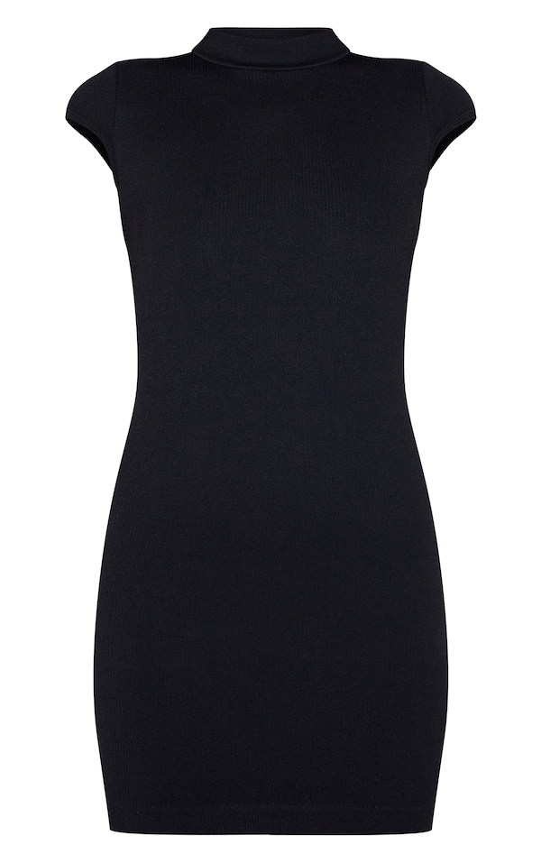 Black Structured Contour Rib Bodycon Dress | Dresses | PLT
