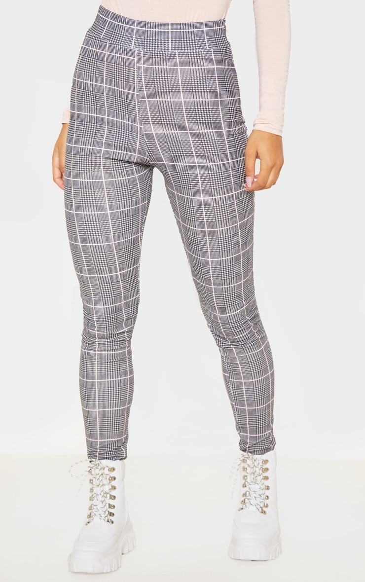 Black Check Print Skinny Trouser | Trousers | PrettyLittleThing AUS