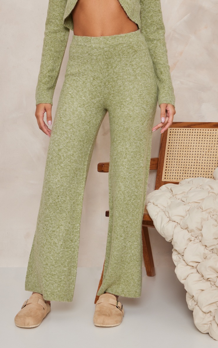 Pistachio Luxe Knit Side Rib Pants | PrettyLittleThing QA