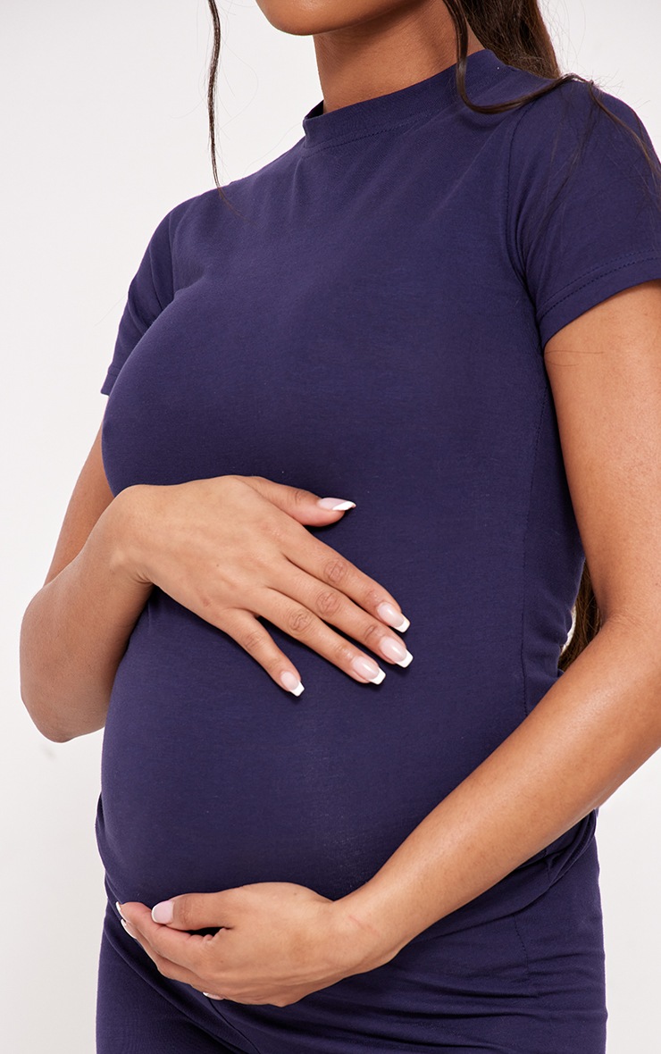 Maternity Navy Short Sleeve Top | Maternity | PrettyLittleThing