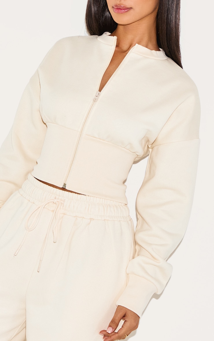 Petite Cream Elasticated Hem Zip Up Sweatshirt | Petite ...