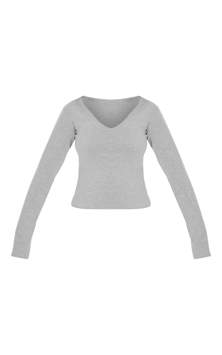 Essential Grey Cotton Longline Sleeve Top | PrettyLittleThing USA