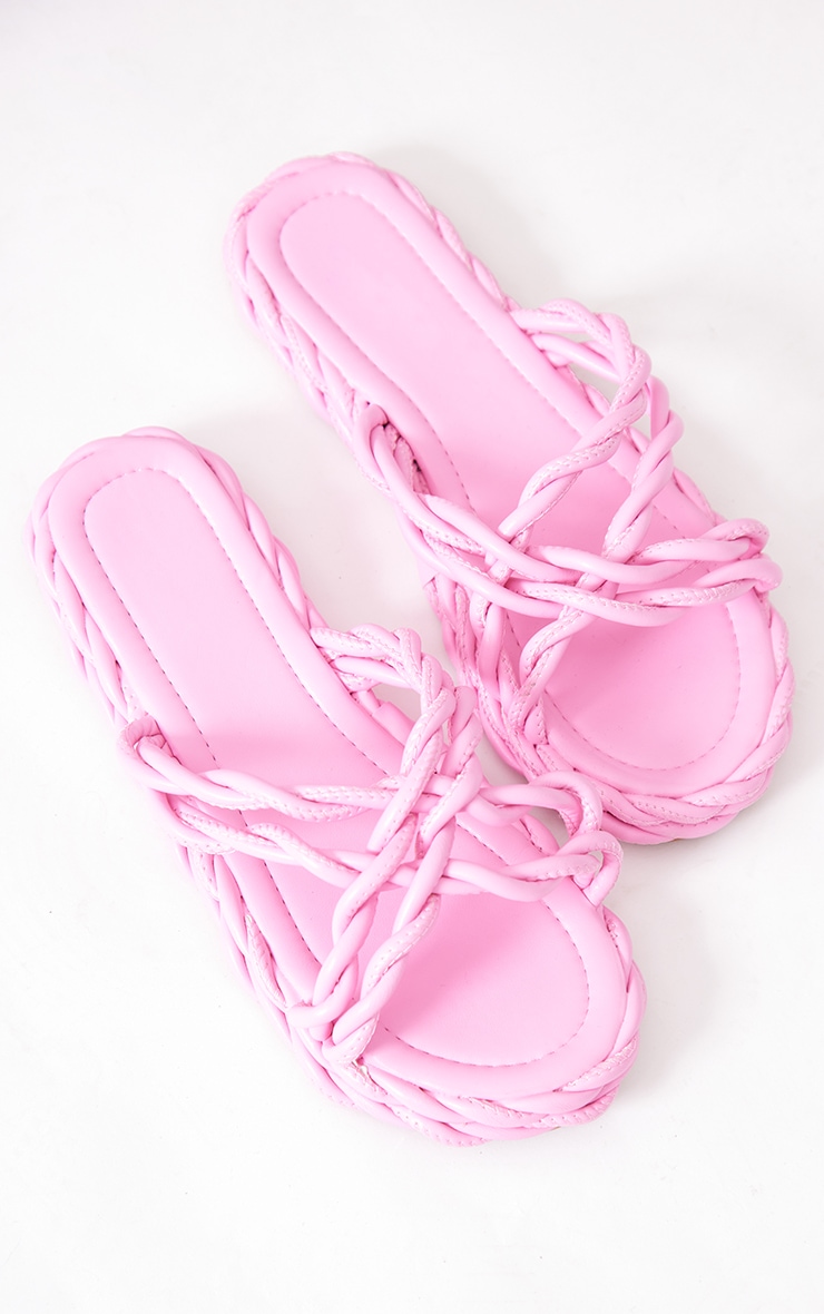 Pink Pu Rope Twist Slider | Footwear | PrettyLittleThing USA