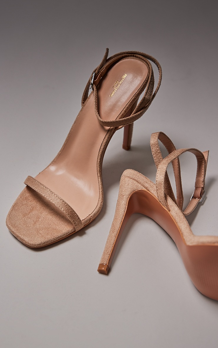 Nude Wide Fit Barely There Strappy High Heels | Footwear ...