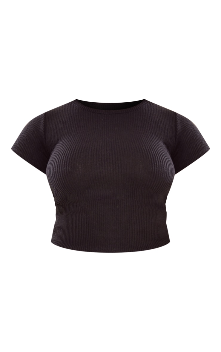Shape Black Brushed Rib Short Sleeve Top | Shape | PLT