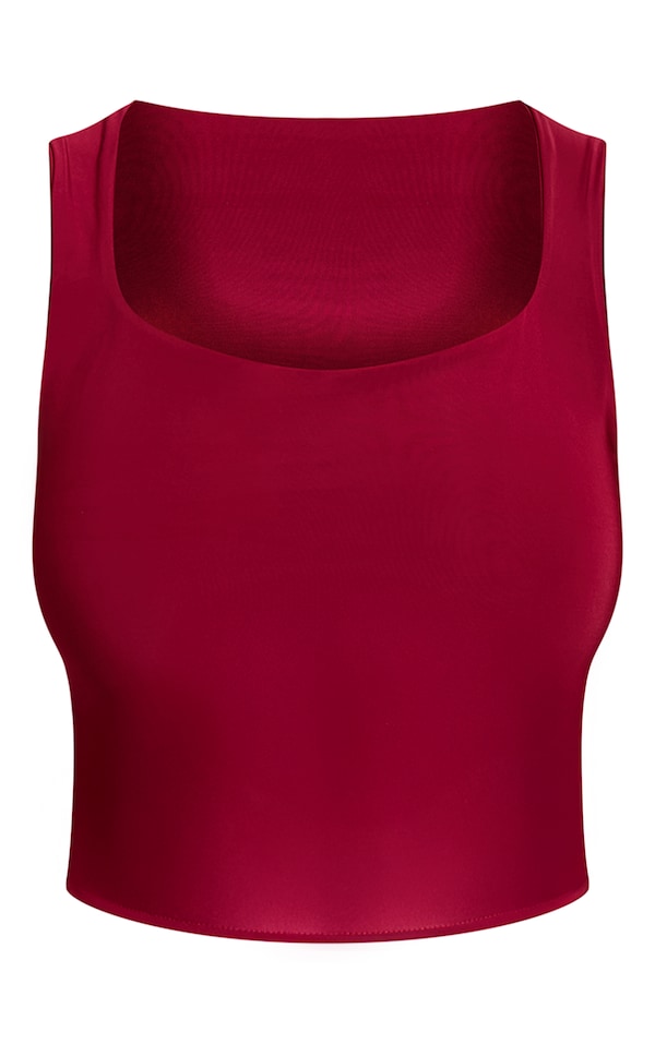 Shape Burgundy Slinky Square Neck Top | Shape | PLT