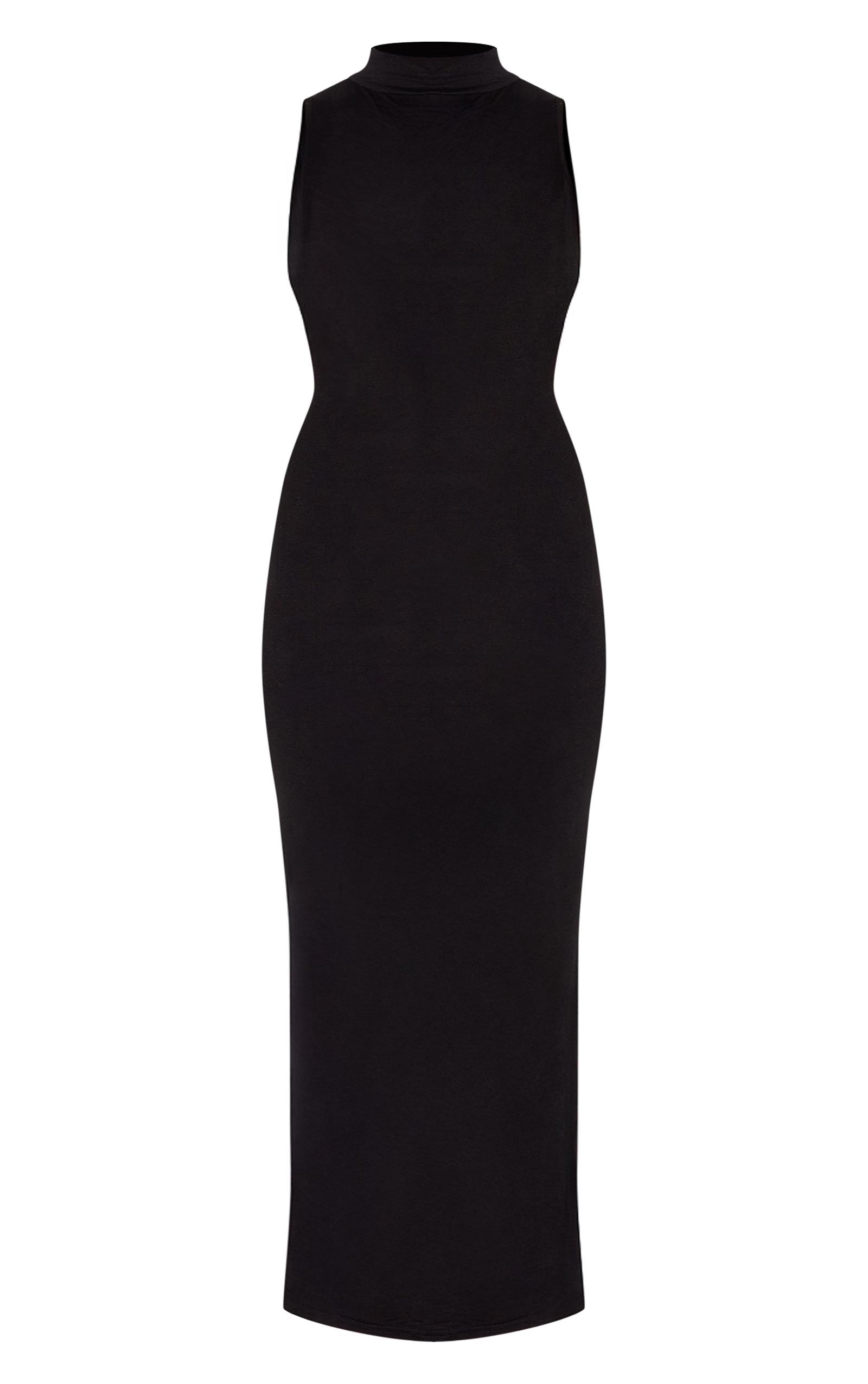 Plus Black High Neck Midaxi Dress | Plus Size | PrettyLittleThing USA