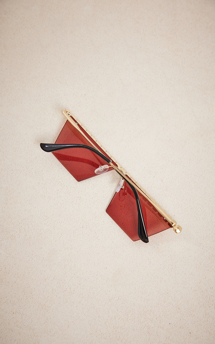 Gold Diamante Top Slim Visor Sunglasses | PrettyLittleThing