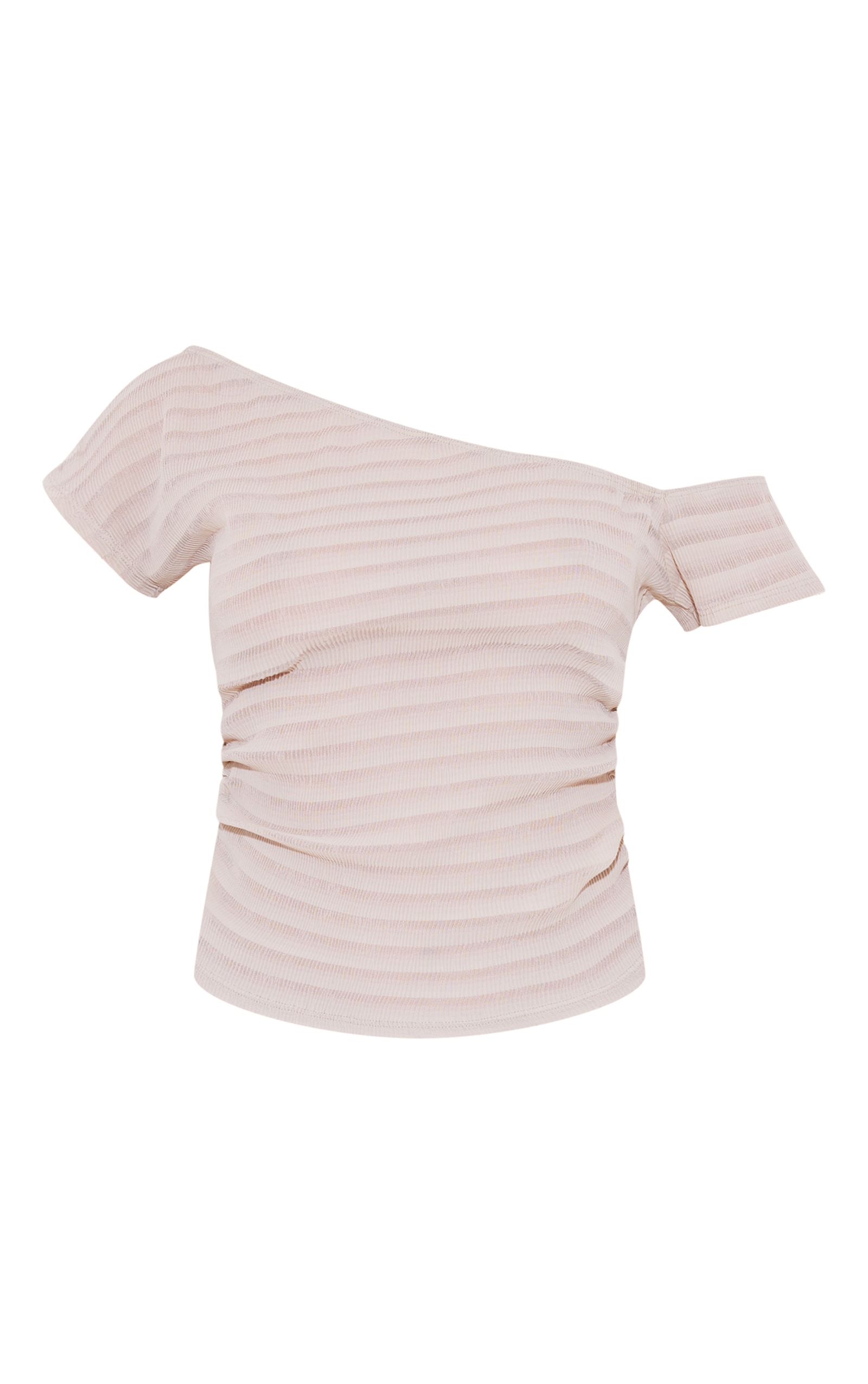 Stone Plisse Mesh Ruch Side Top | PrettyLittleThing AUS