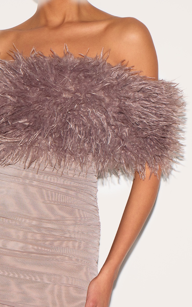 PLT Label Taupe Bandage Faux Shearling Dress | Dresses ...