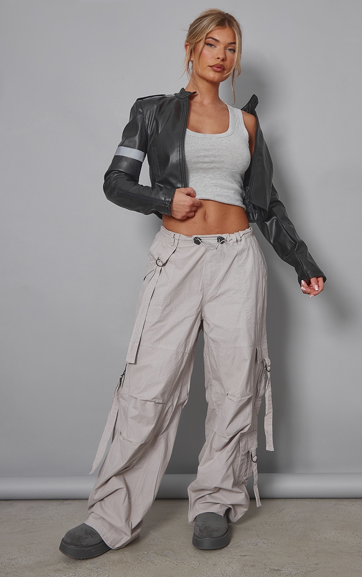 Grey Marl Brushed Cotton Racer Crop Top | PrettyLittleThing USA