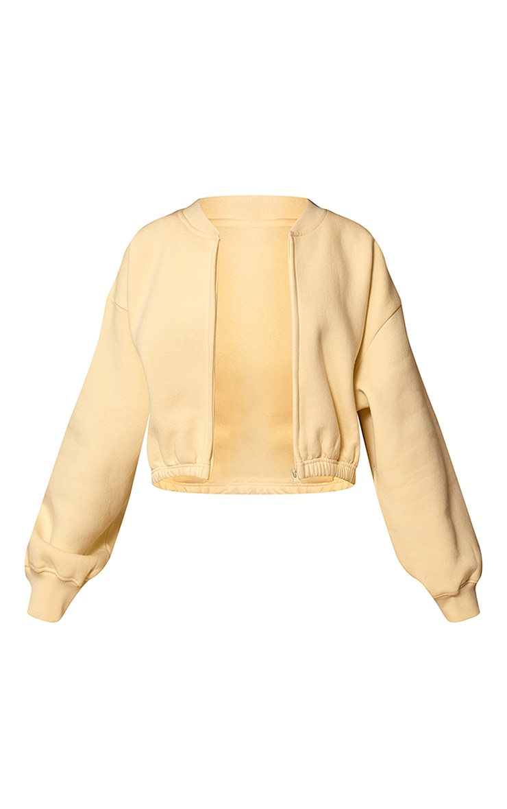 Butter Cream Drawcord Waist Crop Zip Up Sweatshirt | Athleisure | PLT
