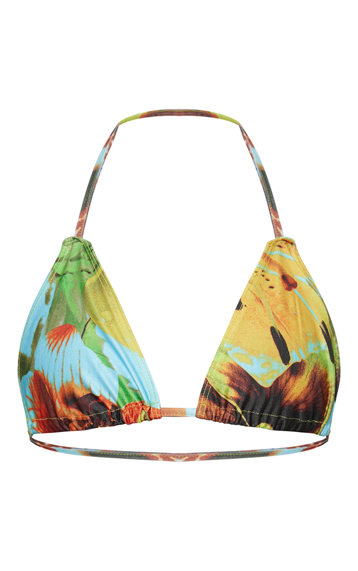 Blue Floral Print Triangle Bikini Top | Swimwear | PLT USA