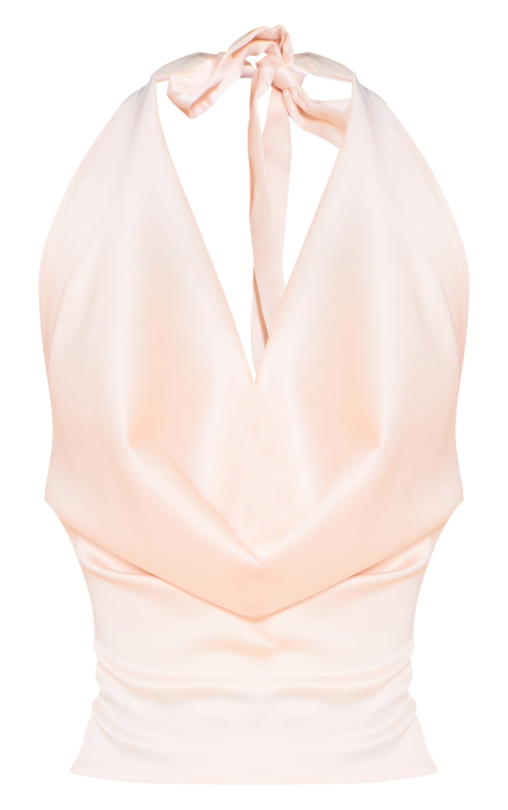 Champagne Satin Cowl Front Long Top | Co-ords | PLT USA