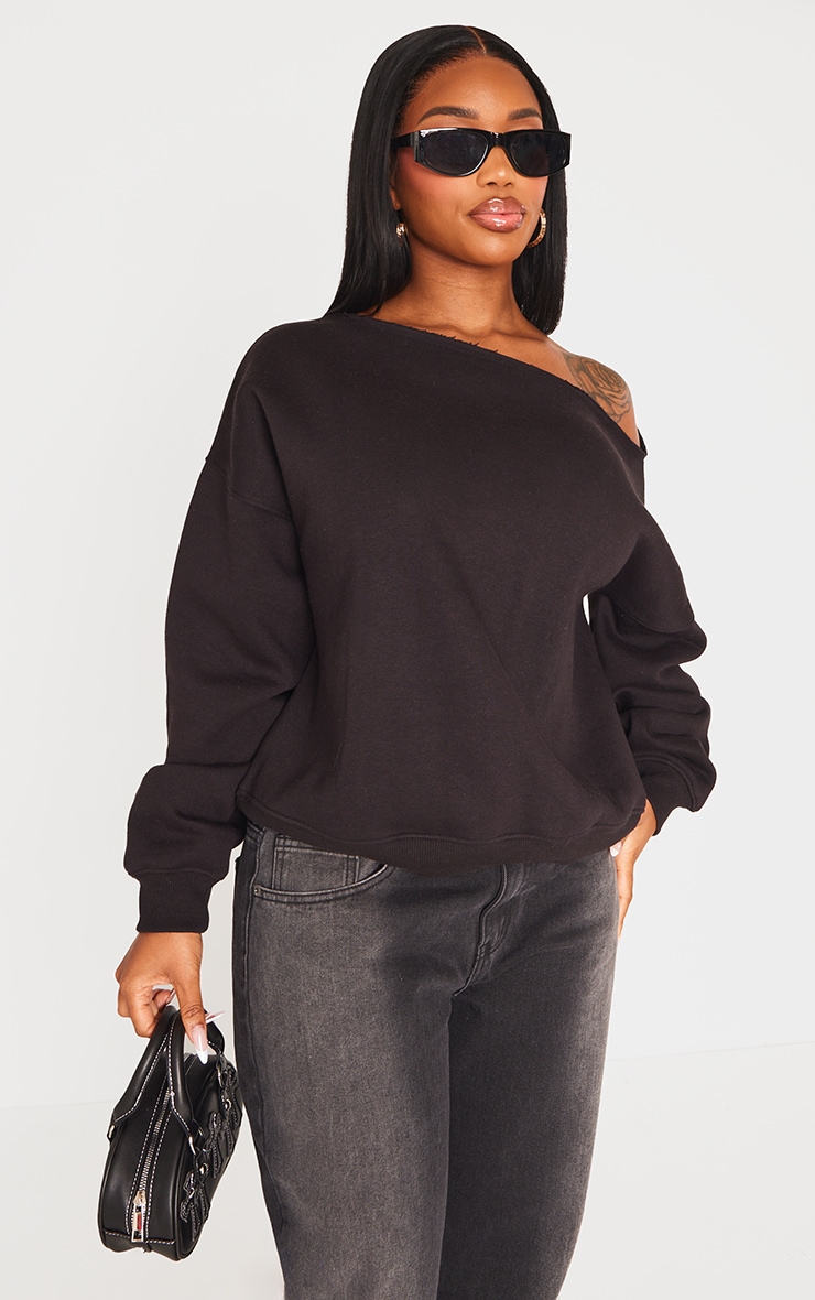 Shape Black Sweat Raw Edge Slouch Sweatshirt | Shape ...