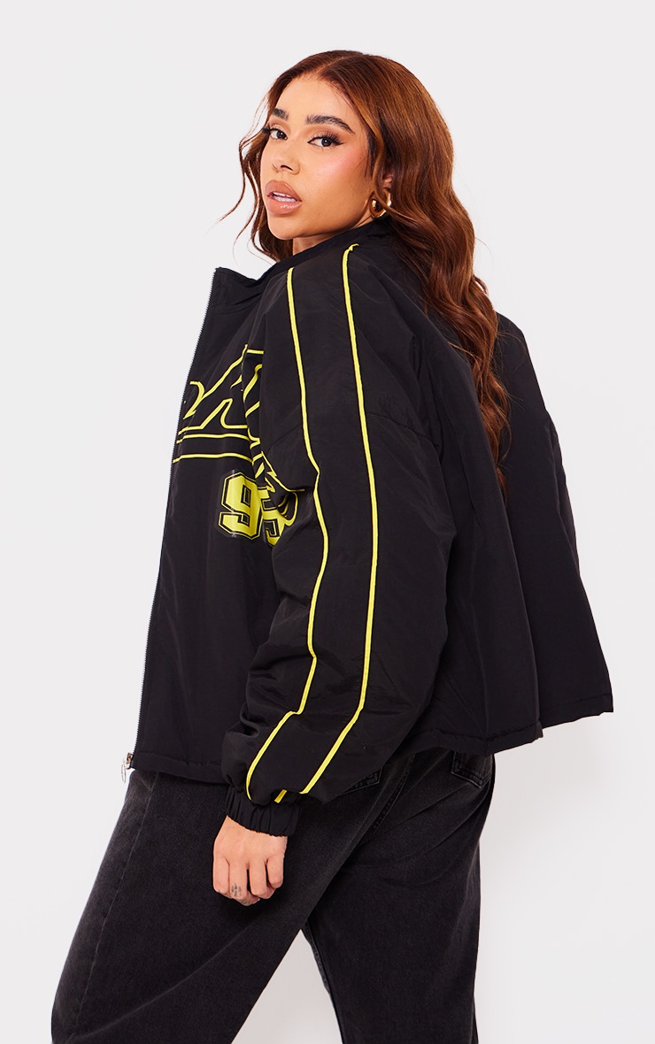 Plus Black Oversized Zip Racer Bomber Jacket | PrettyLittleThing USA