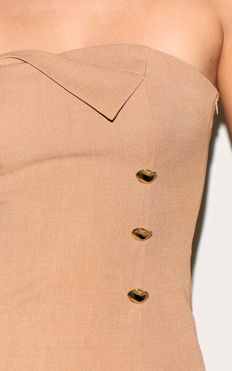 Tall Sand Fold Over Detail Tailored Bandeau Top | Tall ...