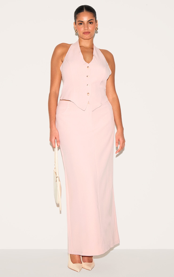 Plus Light Pink Tailored Backless Waistcoat | Plus Size | PLT