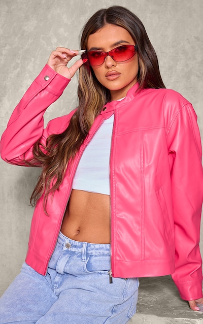 Pink Leather Jackets | PrettyLittleThing