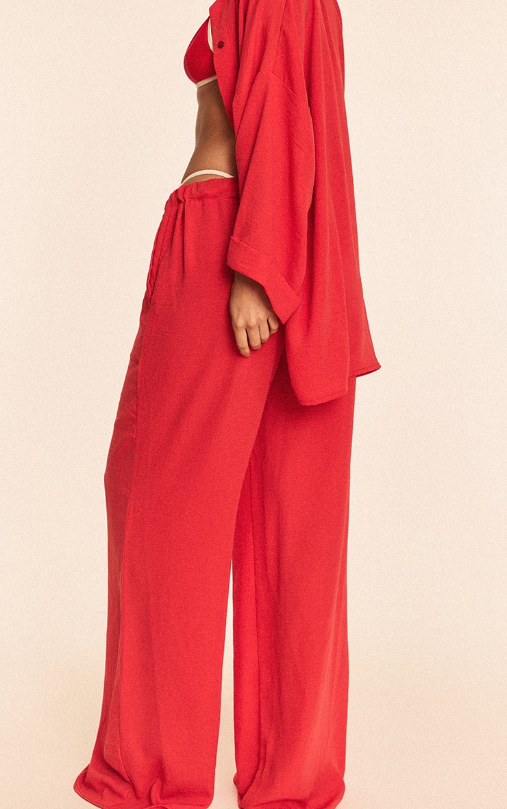Red Floaty Drawstring Beach Pants | Swimwear | PLT USA