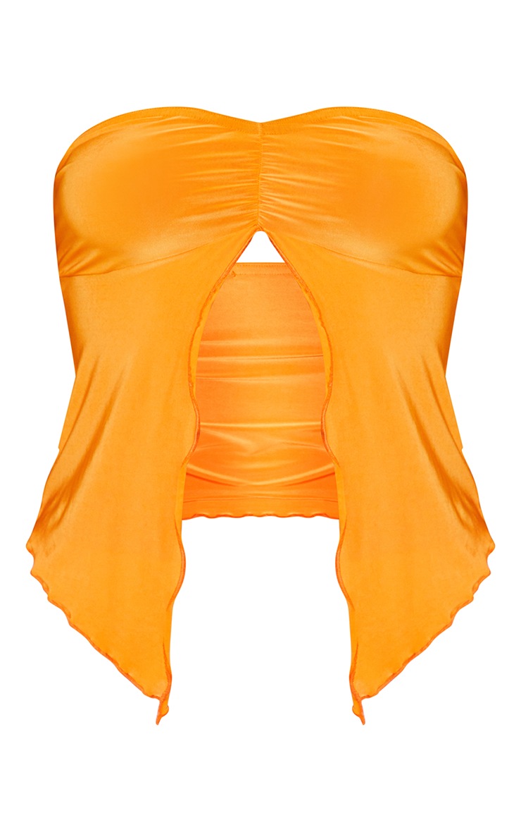 Orange Slinky Split Front Top | Tops | PrettyLittleThing KSA