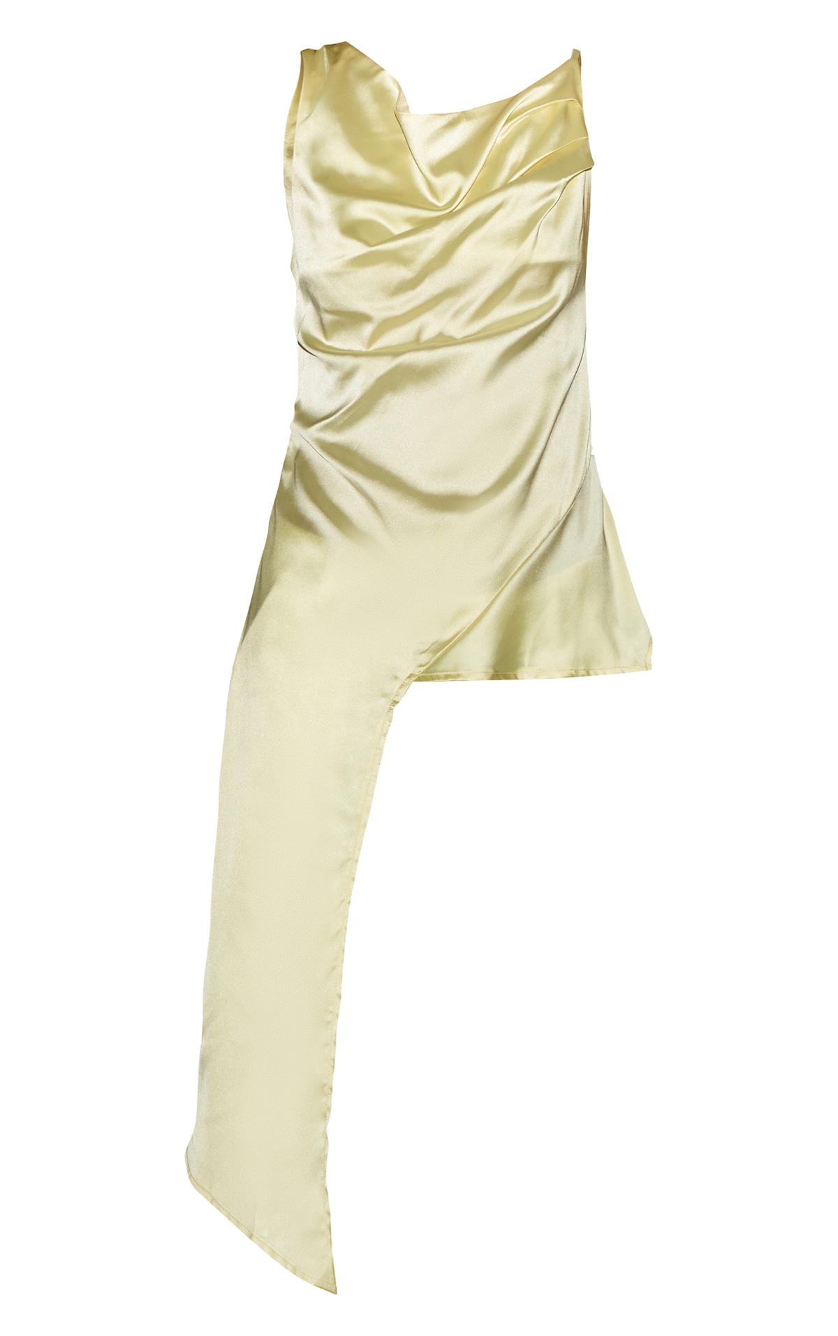 Yellow Asymmetric Satin Top | Tops | PrettyLittleThing