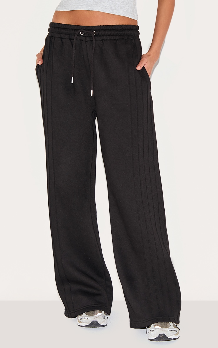 Black Seam Detail Sweat Wide Leg Sweatpants | Athleisure ...