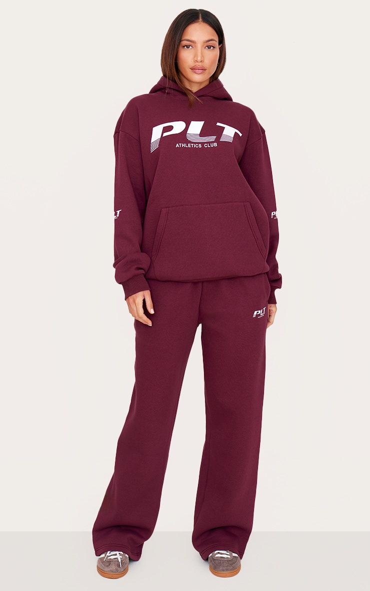 PLT Tall Burgundy Logo Printed Wide Leg Sweatpants | Tall | PLT USA