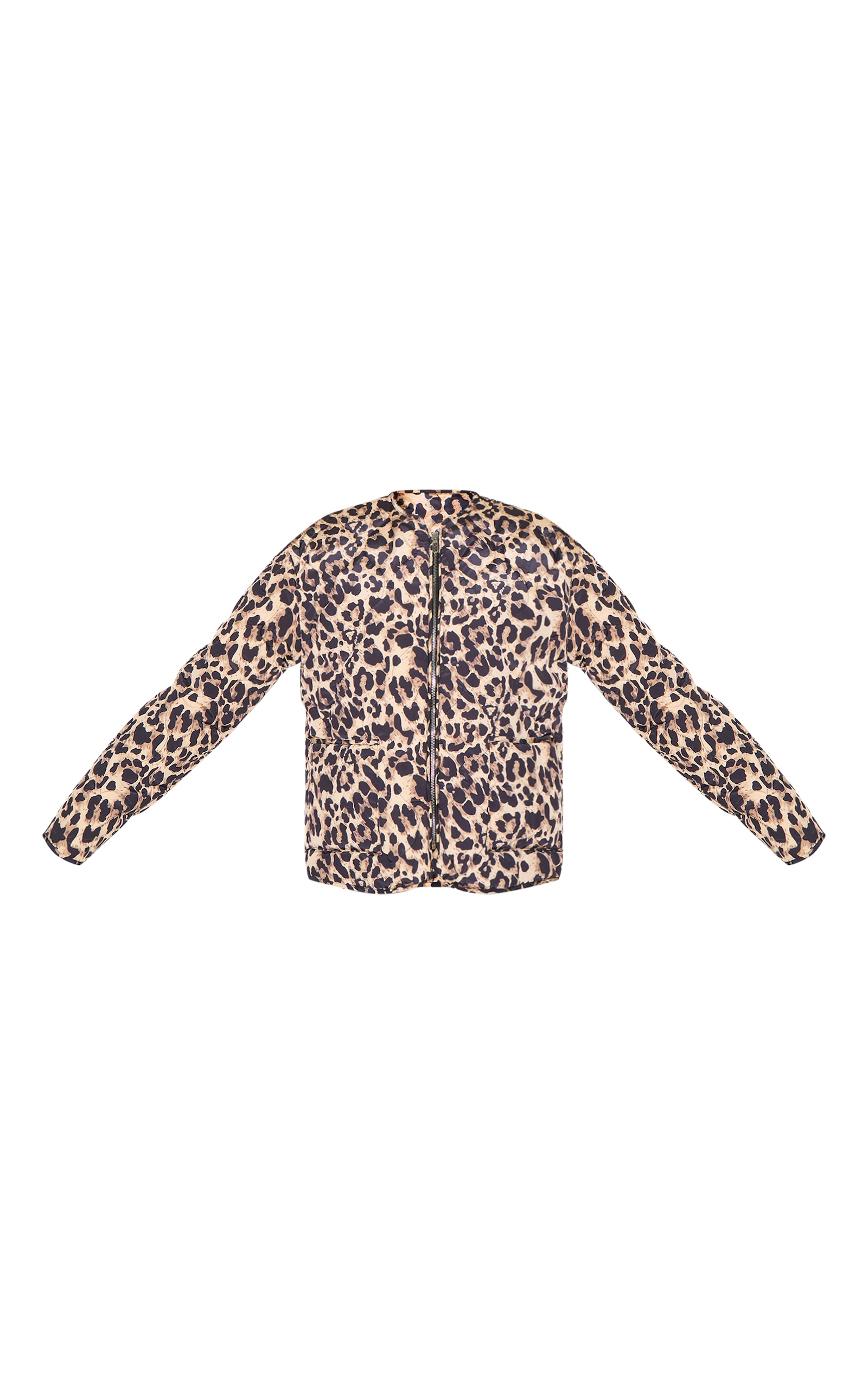 Leopard Zip Up Quilted Jacket | Outerwear | PrettyLittleThing USA