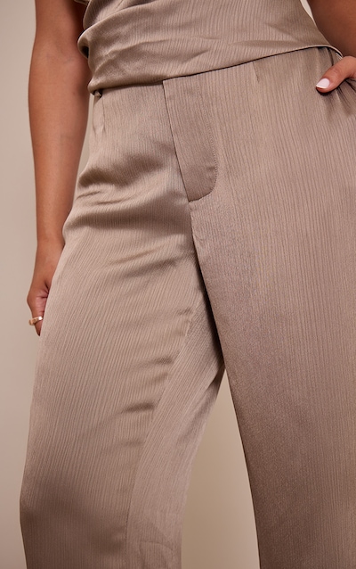 Petite Taupe Satin Straight Leg Trousers | Petite | PLT