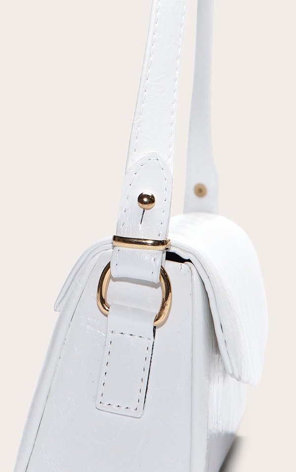 White Rectangle Fold Over Shoulder Bag | Accessories ...