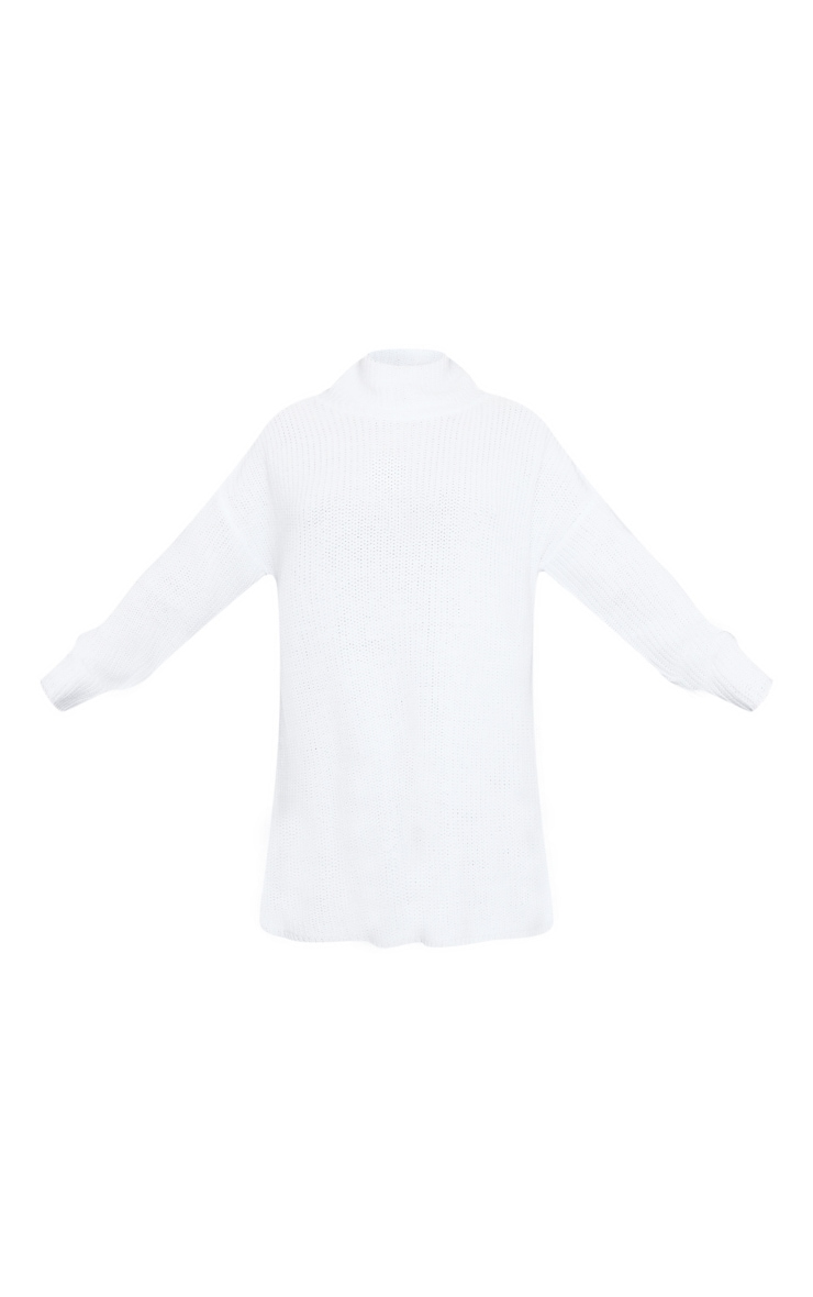 Robe pull blanche en maille tricot à dos nu noué et col roulé | PrettyLittleThing FR