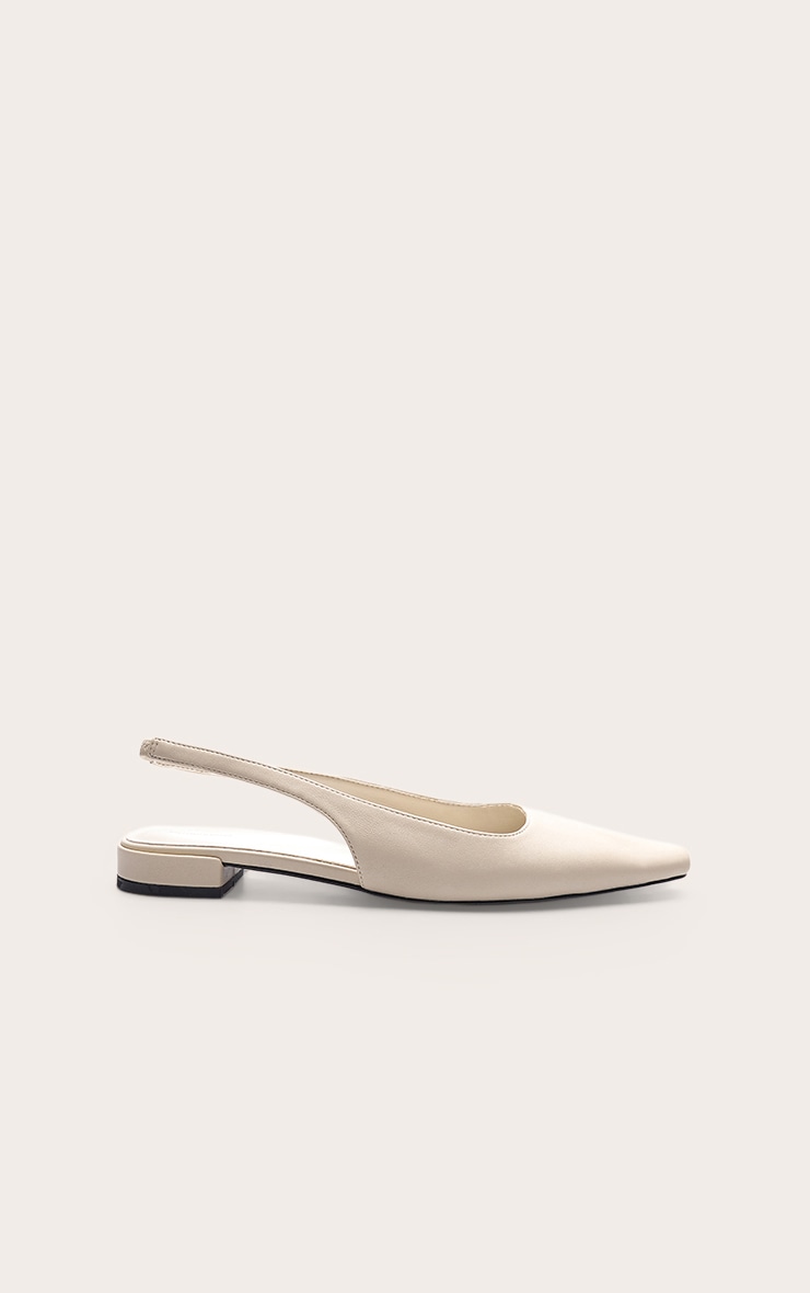Bone Pu Flat Slingback Court Shoe | Footwear | PrettyLittleThing AUS