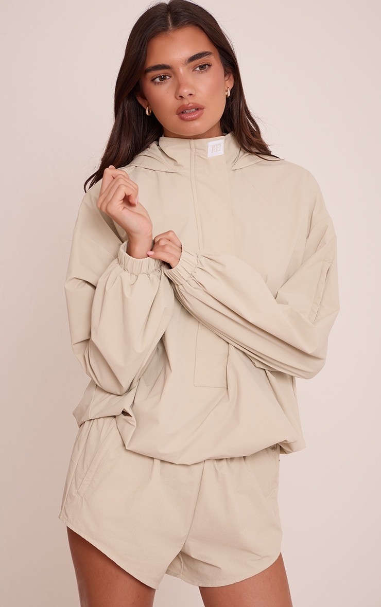 PLT Oatmeal Shell Quarter Zip Track Jacket | Athleisure | PLT QA