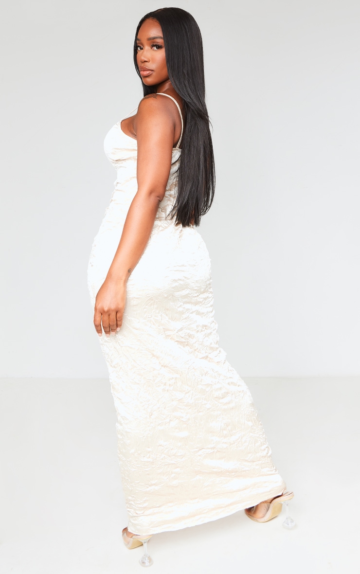 Shape Stone Crinkle Satin Strappy Maxi Dress | PrettyLittleThing