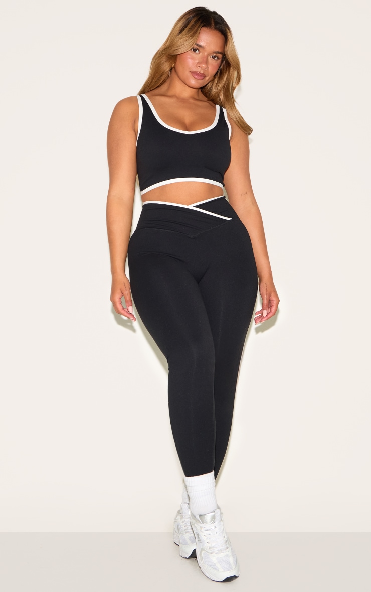 Shape Black Active Contrast Binding Sports Bra | Shape | PLT