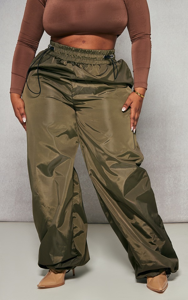 Plus Khaki Toggle Detail Trousers | Plus Size | PLT