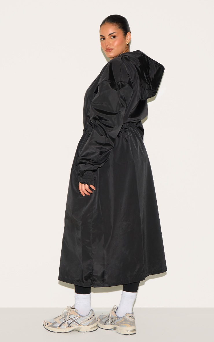 Plus Black Toggle Detail Midi Windbreaker | Plus Size | PLT